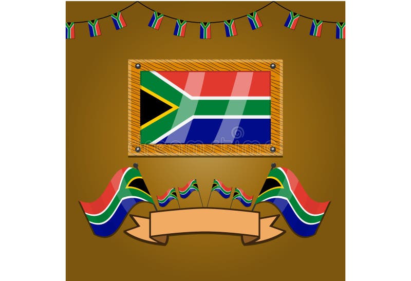 South Africa Flags on Frame Wood, Label Stock Vector - Illustration of ...