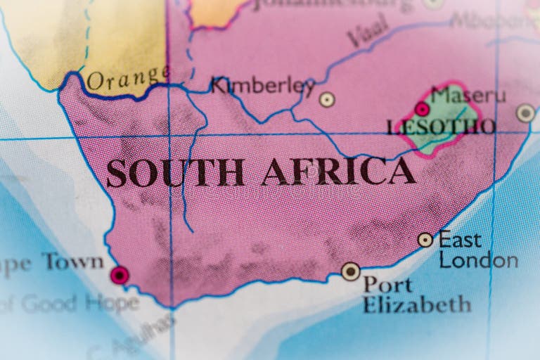 South Africa Highlighted on a World Map Stock Photo - Image of ...