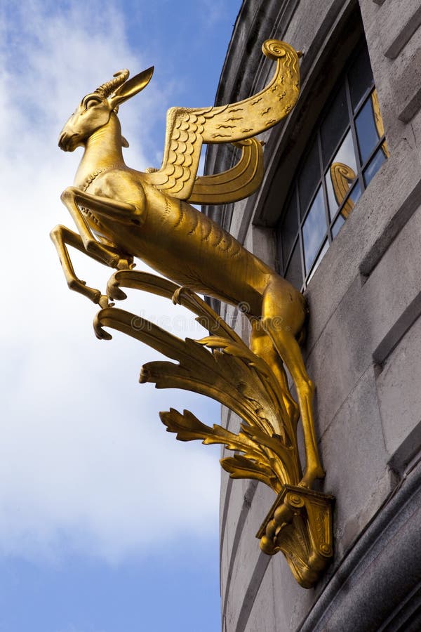 Golden Winged Springbok Sculpture Stock Image - Image of stag, statue ...