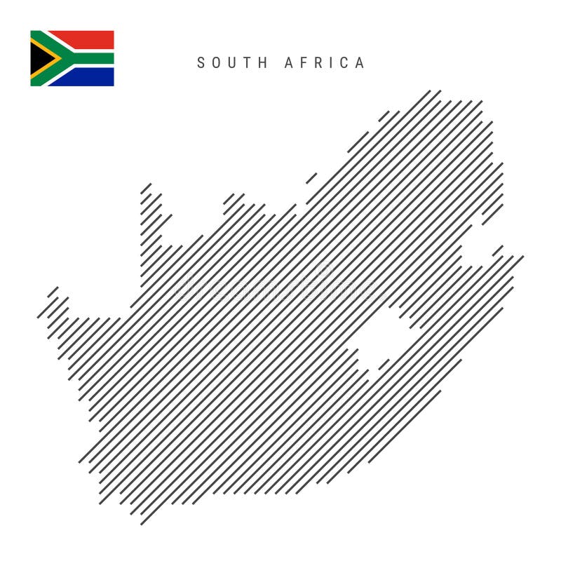 South Africa Map from Pattern of Black Slanted Parallel Lines. Flat ...