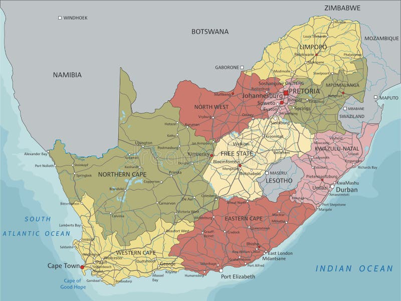 South Africa - Highly Detailed Editable Political Map with Labeling ...