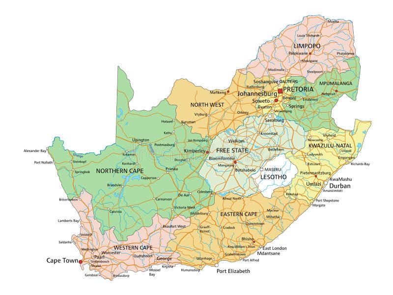 South Africa - Highly Detailed Editable Political Map with Labeling ...