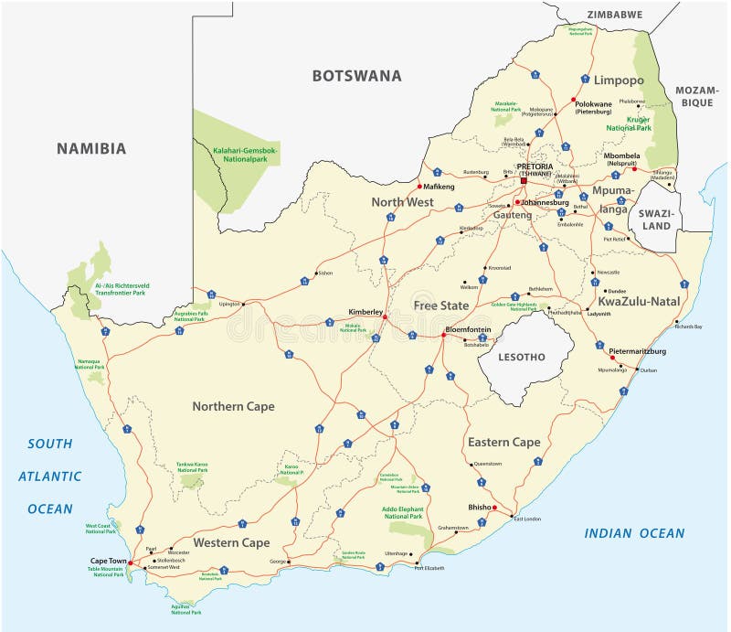 Road Map Of South Africa
