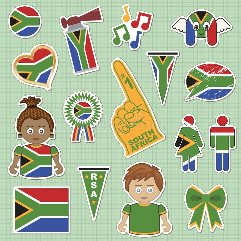 South Africa Supporter Stickers Stock Vector - Illustration of girl ...