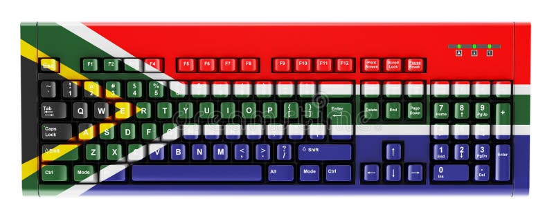 South African Flag Painted on Computer Keyboard. 3D Rendering Stock ...