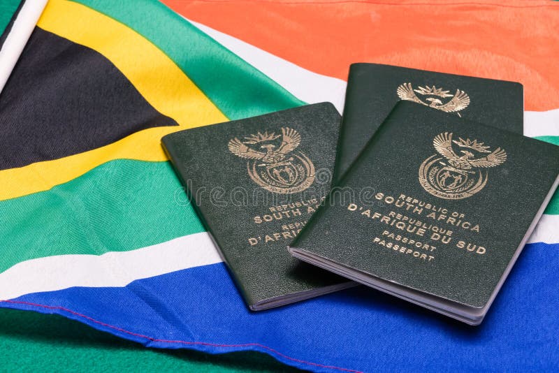 South African Passports on Flag Stock Image - Image of business ...