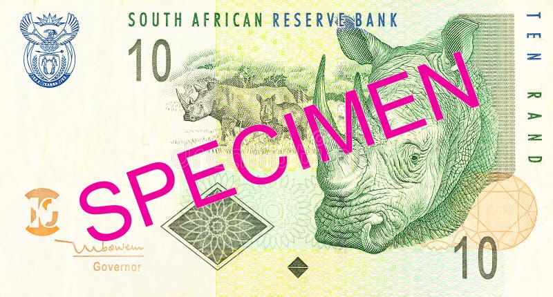 10 South African Rand Bank Note Obverse Stock Photo - Image of cash ...