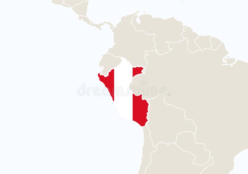 South America with Highlighted Peru Map Stock Vector - Illustration of ...