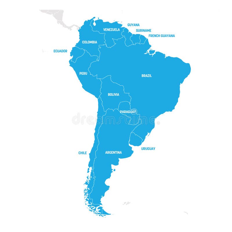 South America Region. Map of Countries in Southern America Stock Vector ...