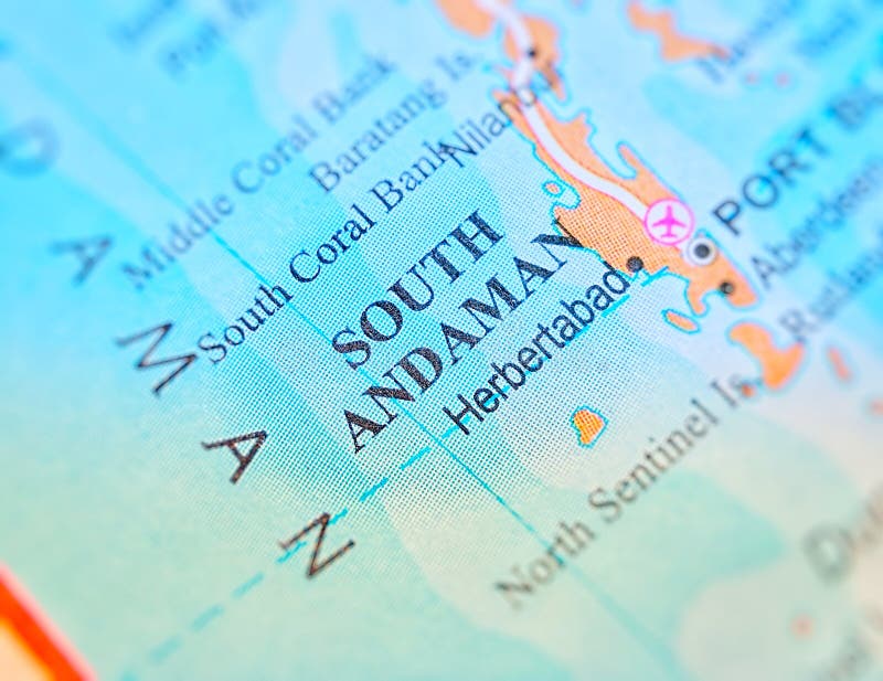 South Andaman on a Map of India with Blur Effect Stock Image - Image of ...
