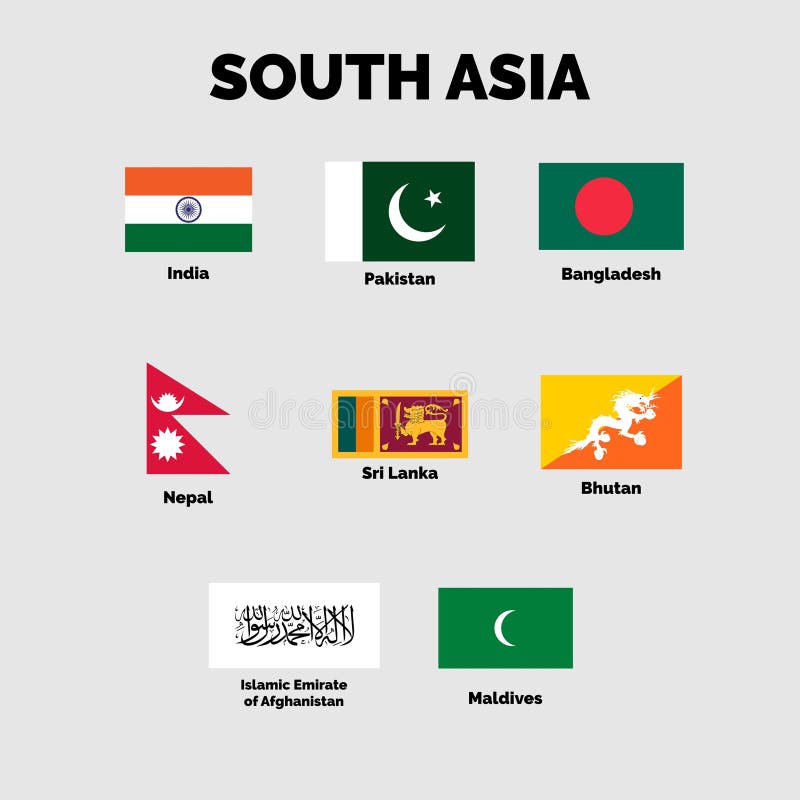 South Asian Countries Flags Stock Vector - Illustration of asia, label ...