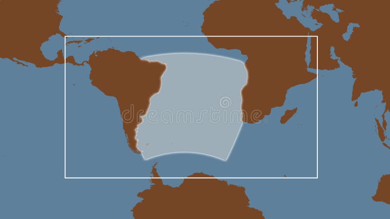 South Atlantic Ocean. Solid Map. Patterson Cylindrical. Close-up Stock ...