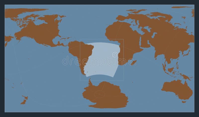 South Atlantic Ocean on the World Map. Patterned Stock Illustration ...