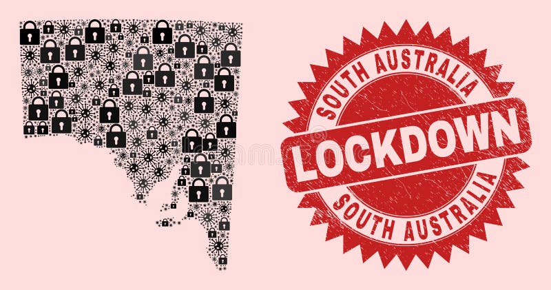 South Australia Map Composition of Locks and Covid-2019 and Textured ...
