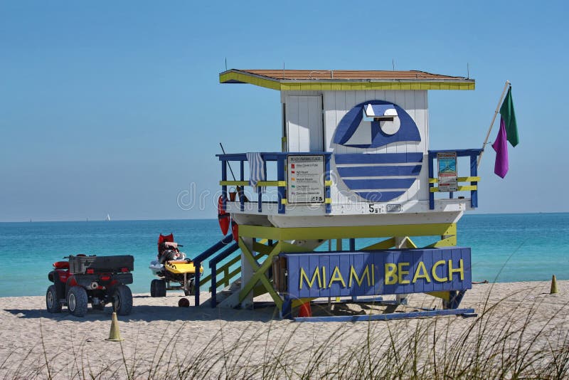 South Beach Lifeguard Stand Editorial Photo - Image of vivid, yacht ...