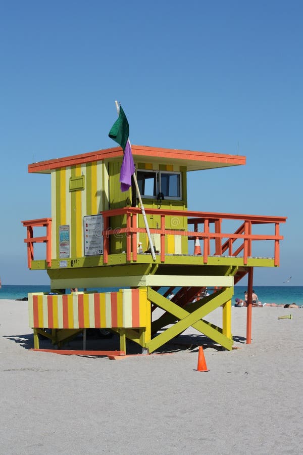 South Beach Lifeguard Stand Editorial Stock Image - Image of crowded ...