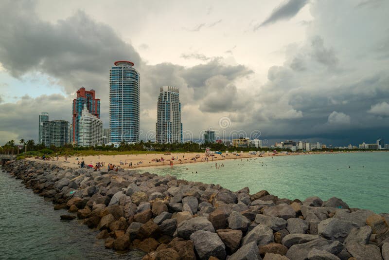 South Beach, Miami Beach. South Beach Skyline. Stock Photo - Image of ...