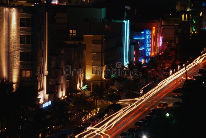 South Beach Miami Strip at Night Editorial Photo - Image of brilliant ...