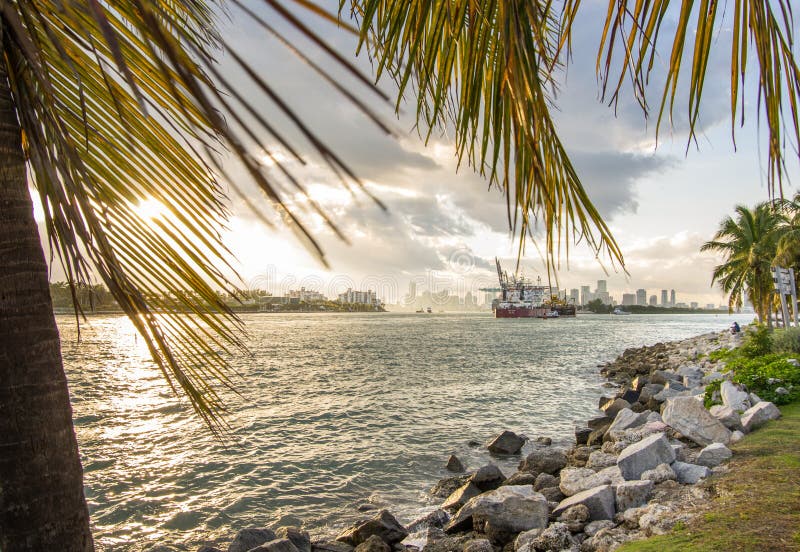 South Beach at Sunset,Miami Stock Image - Image of docks, beach: 36452741