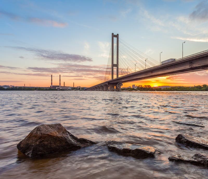 South Bridge. Ukraine. Kiev. Stock Photo - Image of pier, night: 38622488