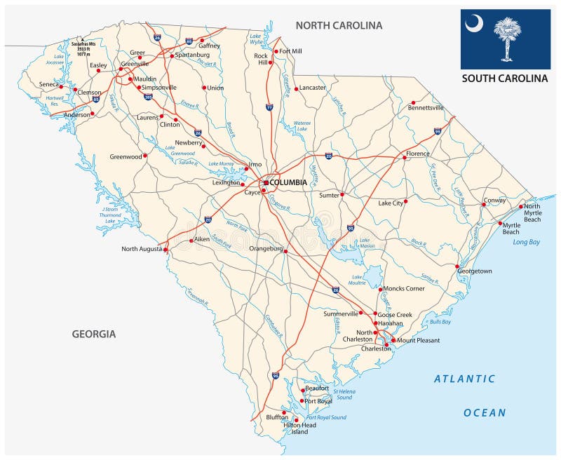South Carolina Road Map Stock Illustrations – 145 South Carolina Road ...