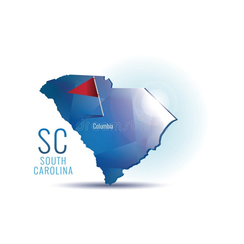 South Carolina Map with Capital City. Vector Illustration Decorative ...