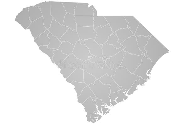 South Carolina Map. Counties Map of South Carolina, Blank Map, Empty ...