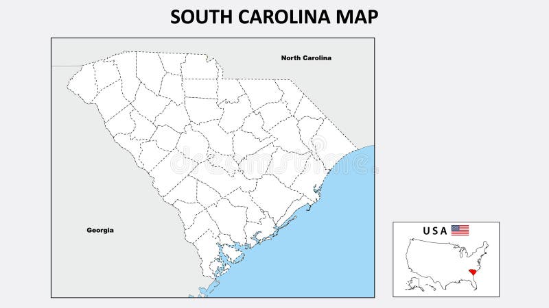 South Carolina Map. Political Map of South Carolina with Boundaries in ...