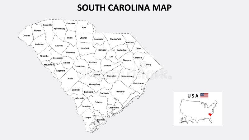South Carolina Map. State and District Map of South Carolina Stock ...