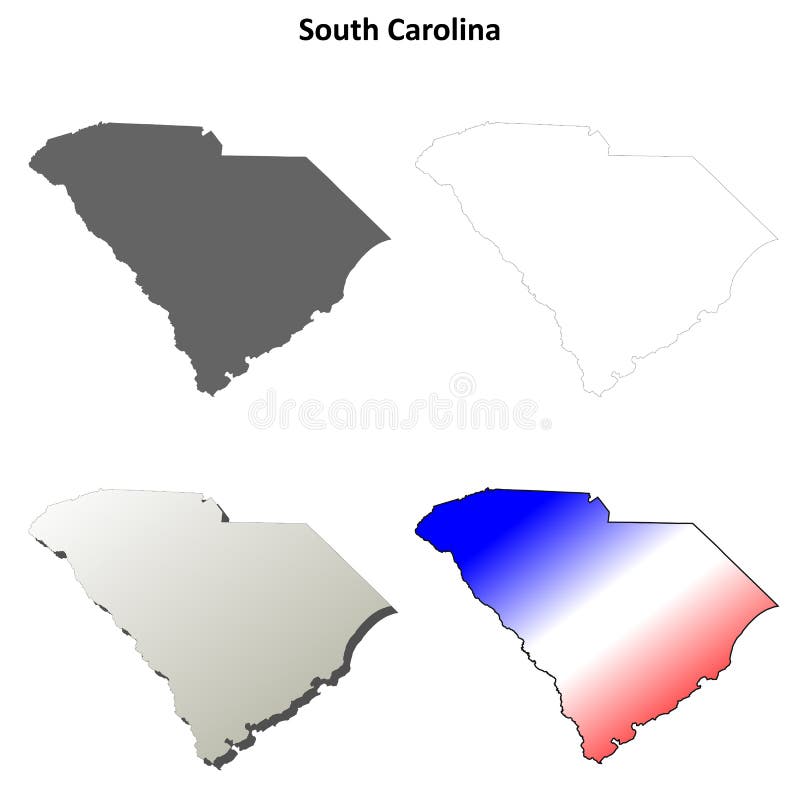 South Carolina Outline Map Set Stock Vector - Illustration of coastline ...