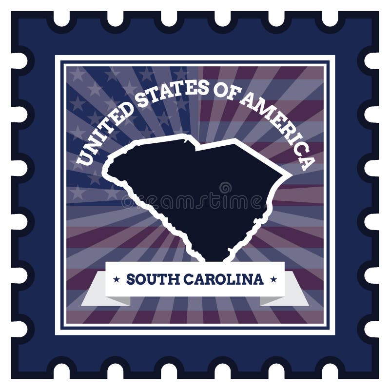 South Carolina Postage Stamp. Vector Illustration Decorative Design ...