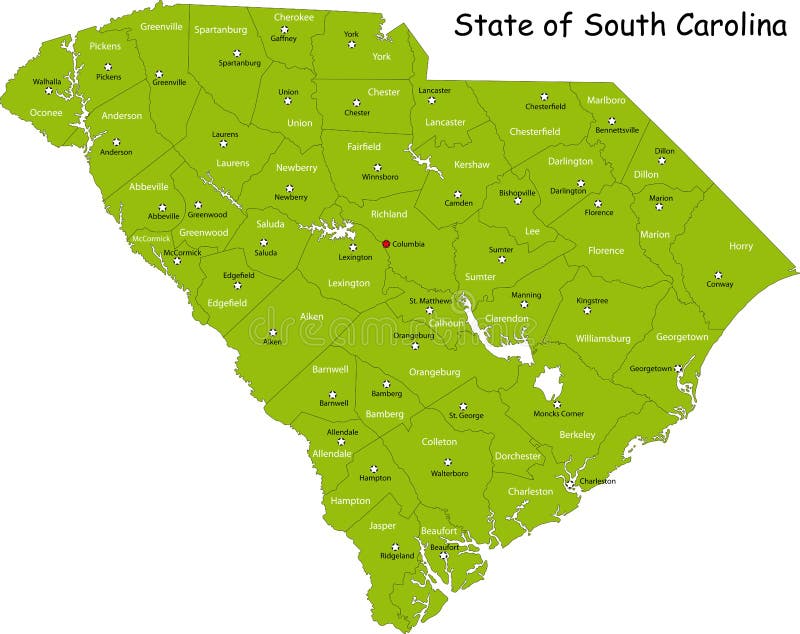 South Carolina State by Counties Stock Vector - Illustration of ...