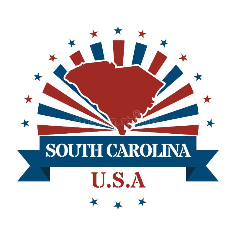 South Carolina State Map Label. Vector Illustration Decorative Design ...