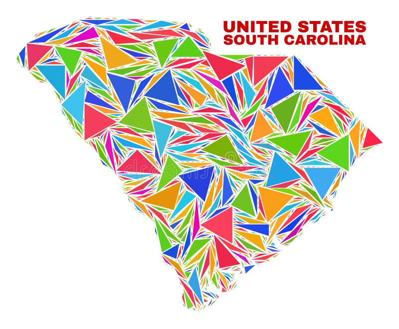 South Carolina State Map - Mosaic of Color Triangles Stock Vector ...