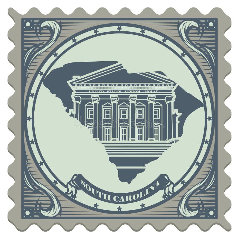 South Carolina State Postage Stamp. Vector Illustration Decorative ...