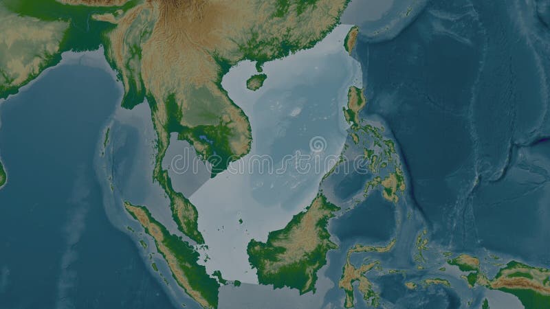 South China Sea, Excluding Sub-basins Highlighted. Physical Map Stock ...