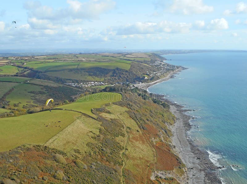 South Cornwall Coast stock image. Image of paraglide - 145577723