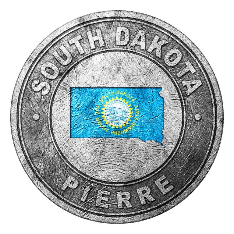 South Dakota Flag Button with Map Stock Illustration - Illustration of ...