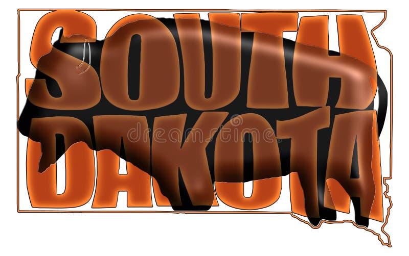 South Dakota Map with Bison Stock Vector - Illustration of park ...