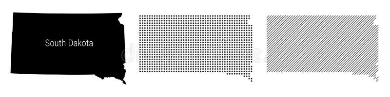 South Dakota Silhouette Map and Two Patterns of Dots and Slanted Lines ...