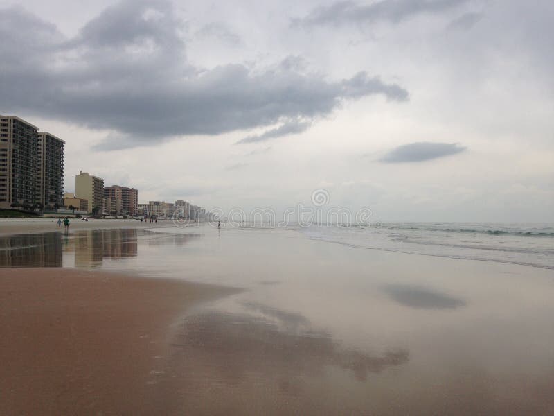 South Daytona Beach in Florida on Cloudy Day. Stock Image - Image of ...