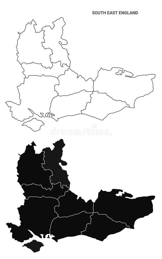South East England Administrative Map Set - Blank Outline Map Stock ...