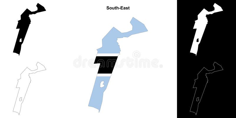 South-East outline map stock vector. Illustration of districts - 356540211