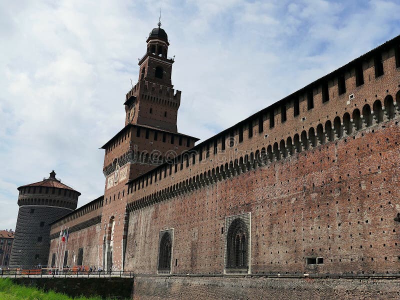 The South-eastern Facade of the Ducal Castle, Sforza in Milan Stock ...