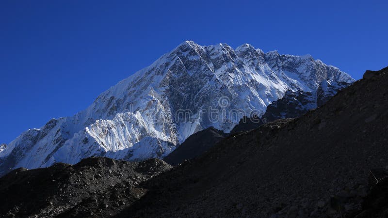 South Face of Mount Nuptse 7861, View from Lobuche Stock Image - Image ...