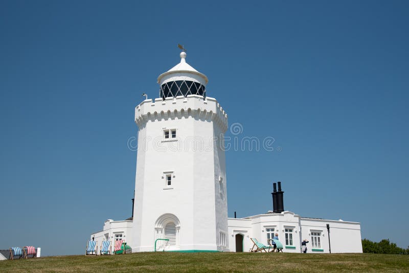 South Foreland Light Houses. White Cliffs of Dover Kent Stock Image ...