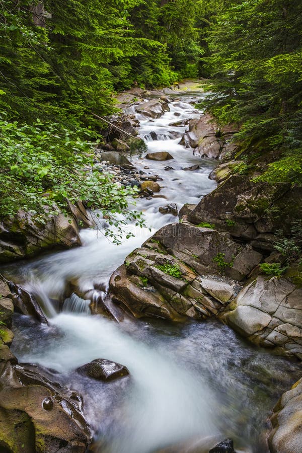South Fork Snoqualmie River Flowing Stream with Slow Shutter Stock ...