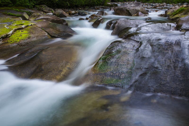 South Fork Snoqualmie River Flowing Stream with Slow Shutter Stock ...