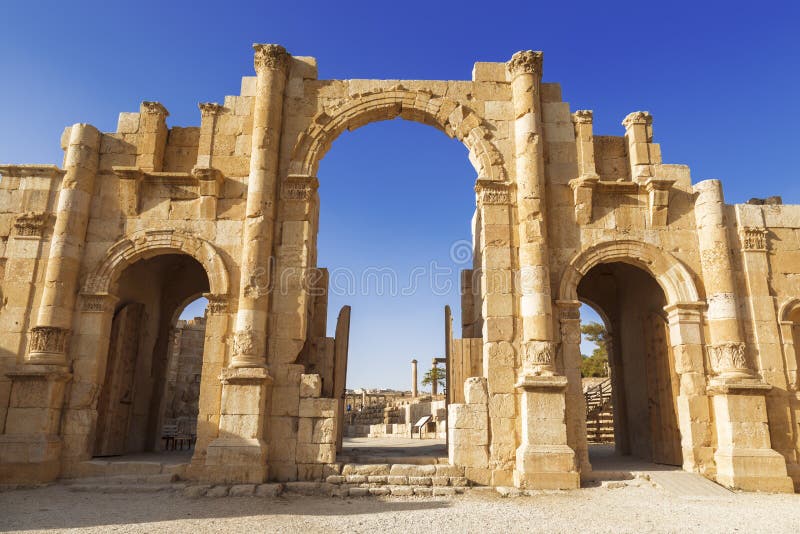 South Gate of the Ancient Roman City of Gerasa, Modern Jerash Stock ...