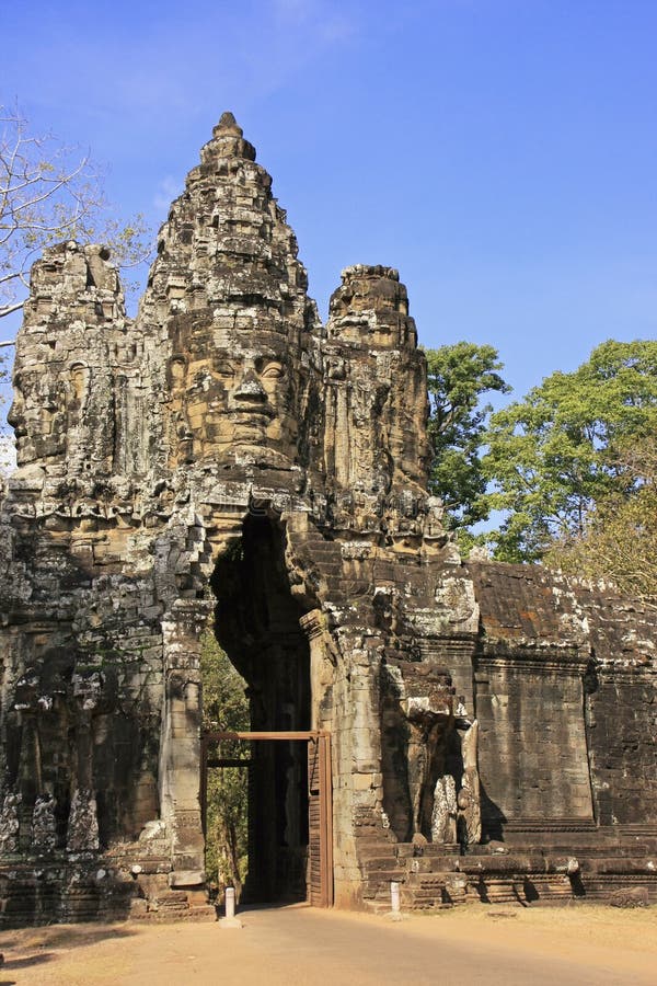South Gate of Angkor Thom stock photo. Image of architecture - 29301954